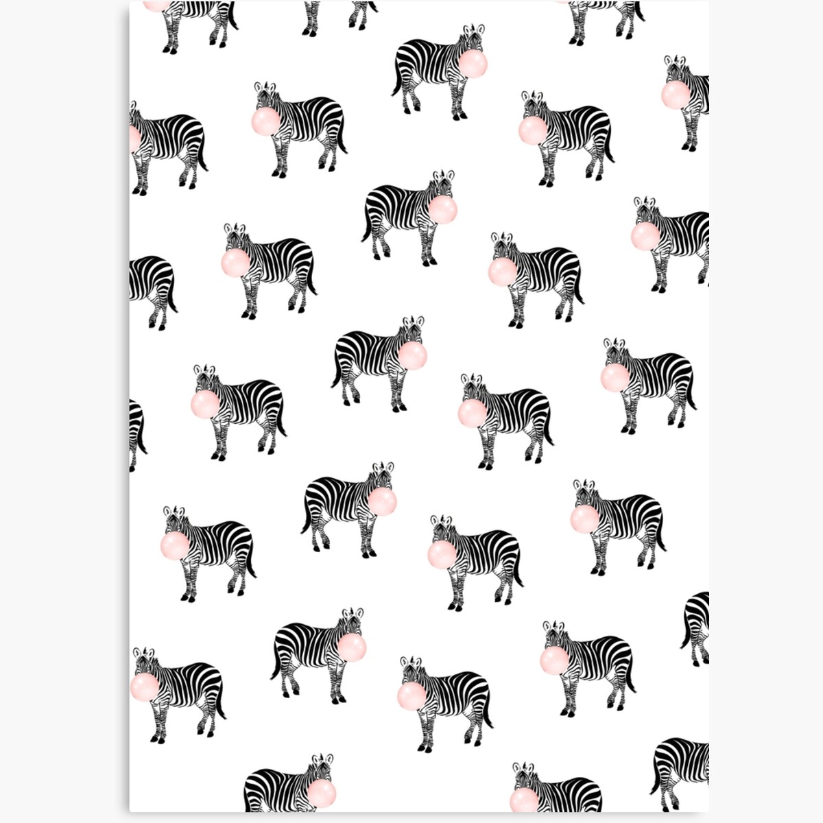 Poster Zebra Pattern, Pink Bubble Gum, Kids Art, Funny Art, Animal ...