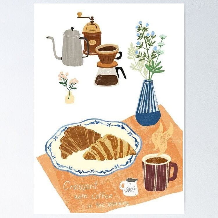 Poster croissant, food, bread, cute, pastry, meme, france, french ...