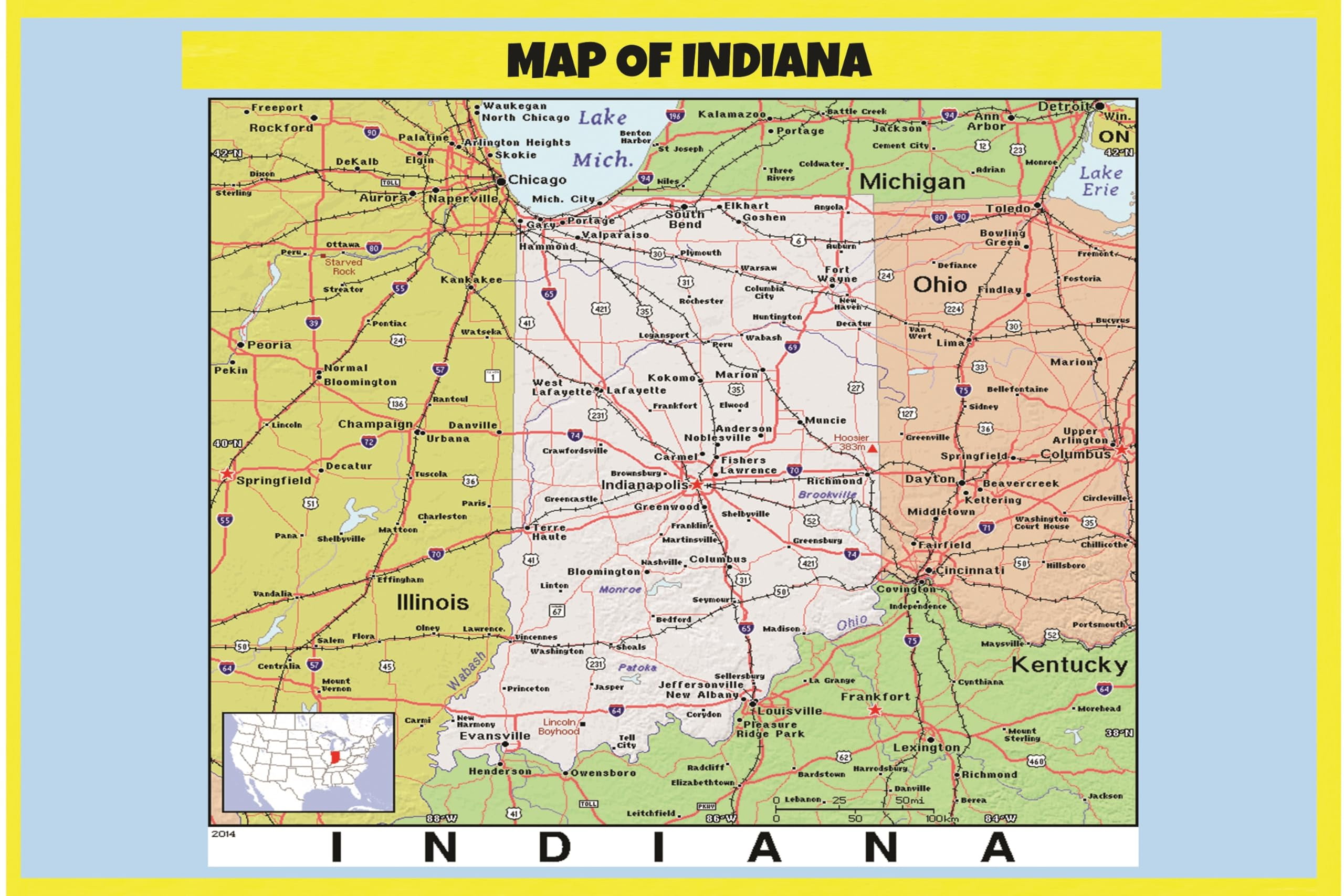 Poster of Indiana Style C - Glossy Heavy Paper Wall Poster Print ...