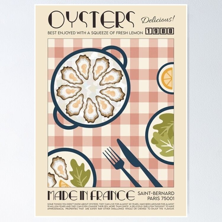 Poster oyster, raw bar, for women, for men, oysters, shellfish, oyster ...