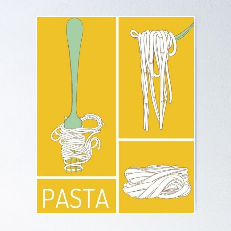 POSTER pasta, spaghetti, linguine, italian, italian food, kitchen art ...