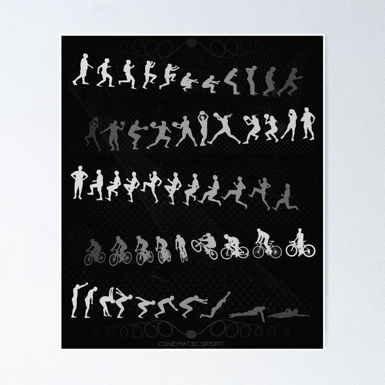 Poster sports sequences with female and male silhouettes - Unframed ...