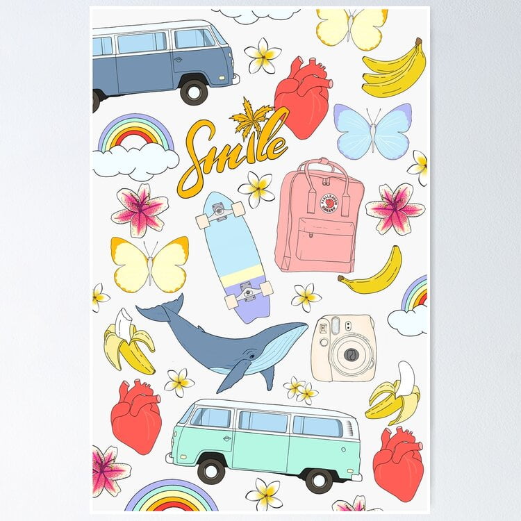 Poster vsco girl - sticker like pattern - Unframed Poster, 12x18 ...