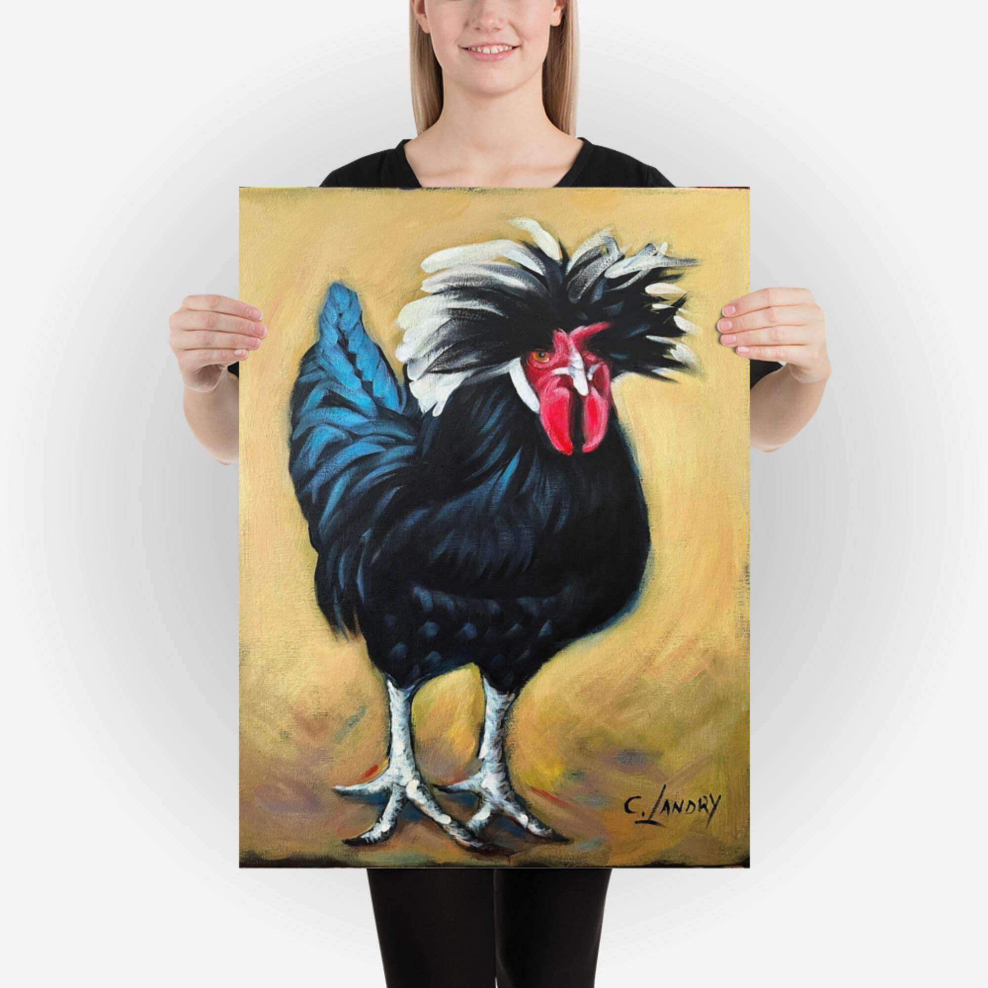 Poster with Rooster Painting by Artist Carol Landry, 'Spike the Rooster ...