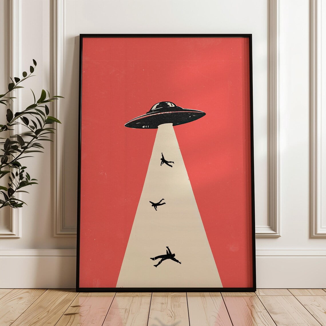 PosterArt Alien Abduction Poster, Retro Futurism UFO Art Print ...