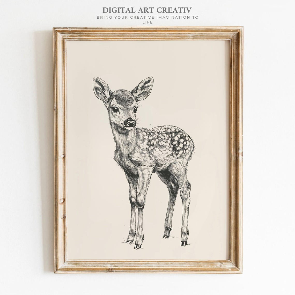 PosterArt Baby Deer Sketch Art Print Minimalist Fawn Drawing Gender ...
