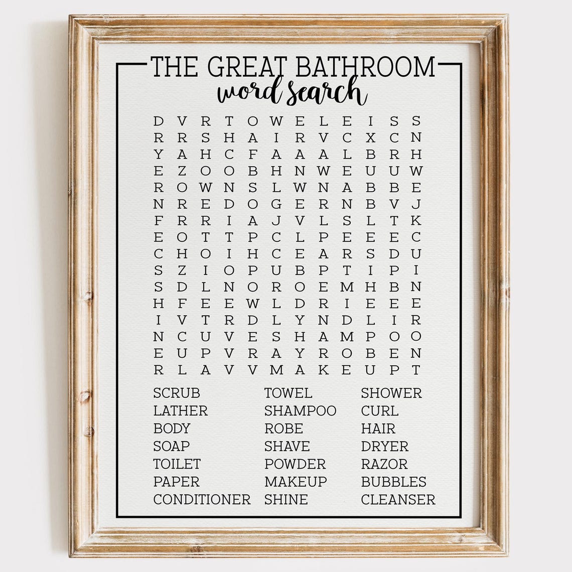 PosterArt Bathroom Word Search Art Print Unique and Fun Wall Décor for ...