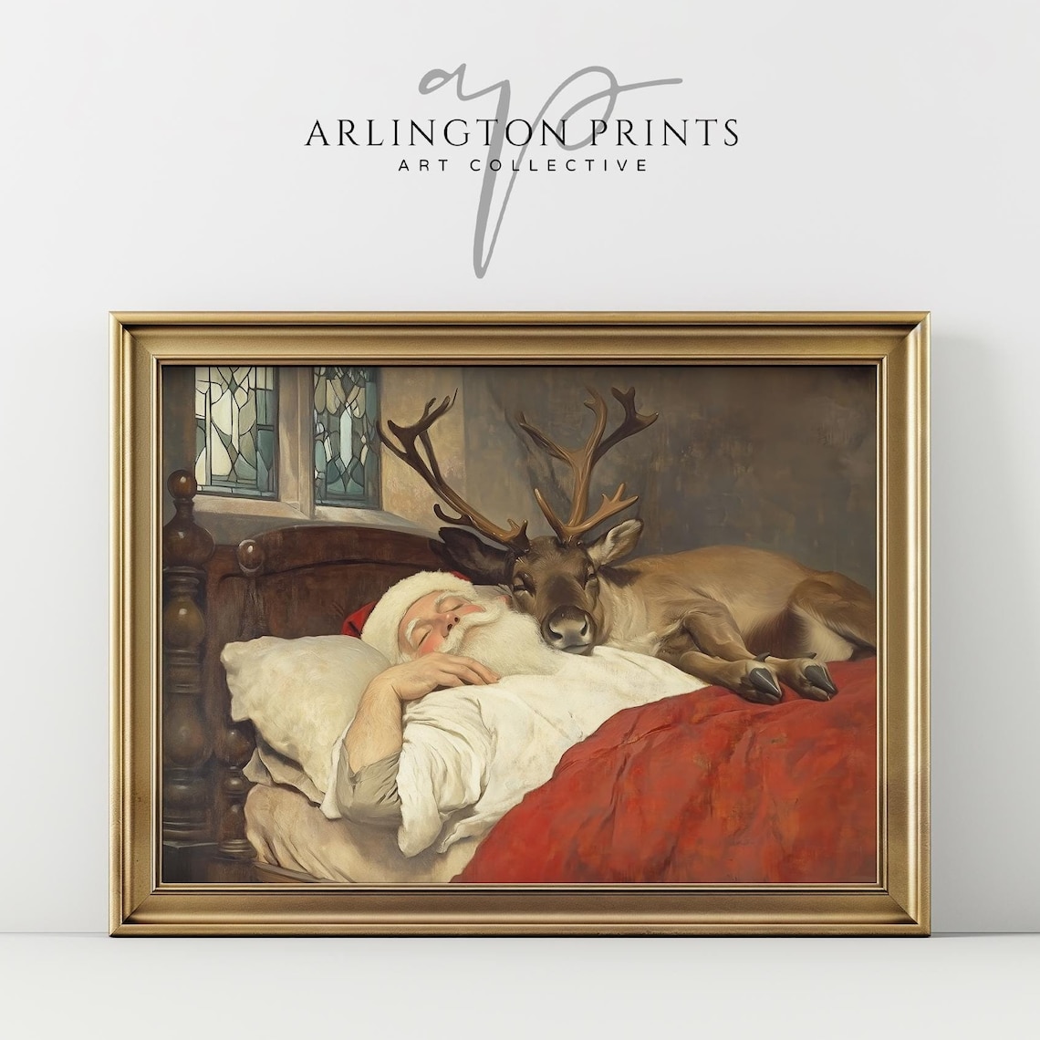 PosterArt Bedtime Santa Poster, Sleepy Reindeer Nursery Wall Art ...