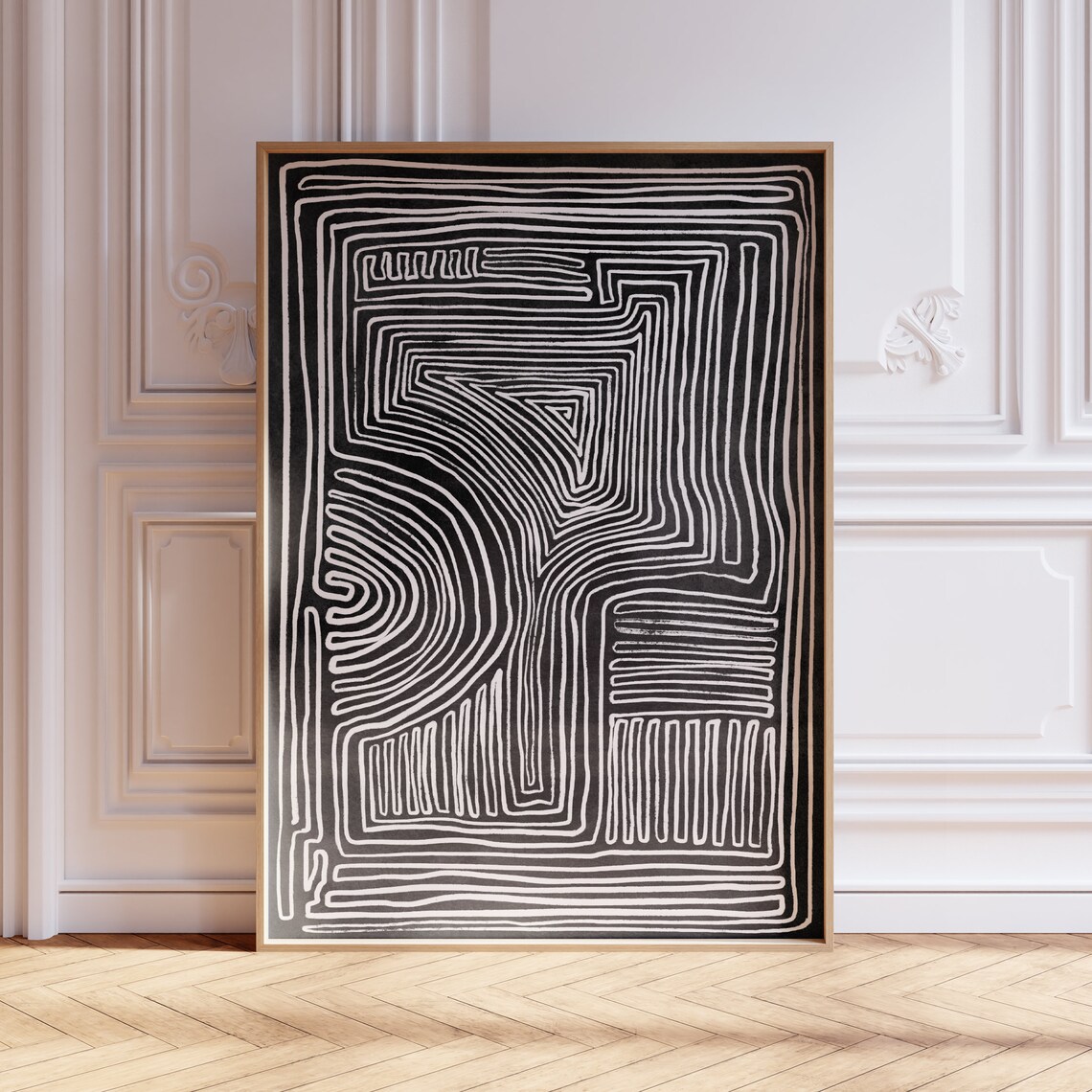 PosterArt Beige And Black Abstract Poster Wall Art, Minimalist ...