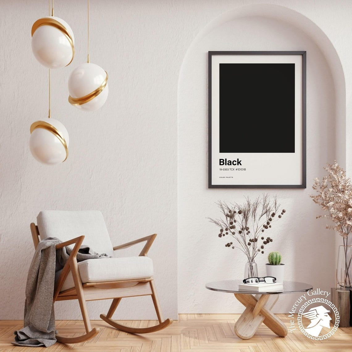 PosterArt Black Color Poster, Nordic Minimalist Abstract Print, Modern ...