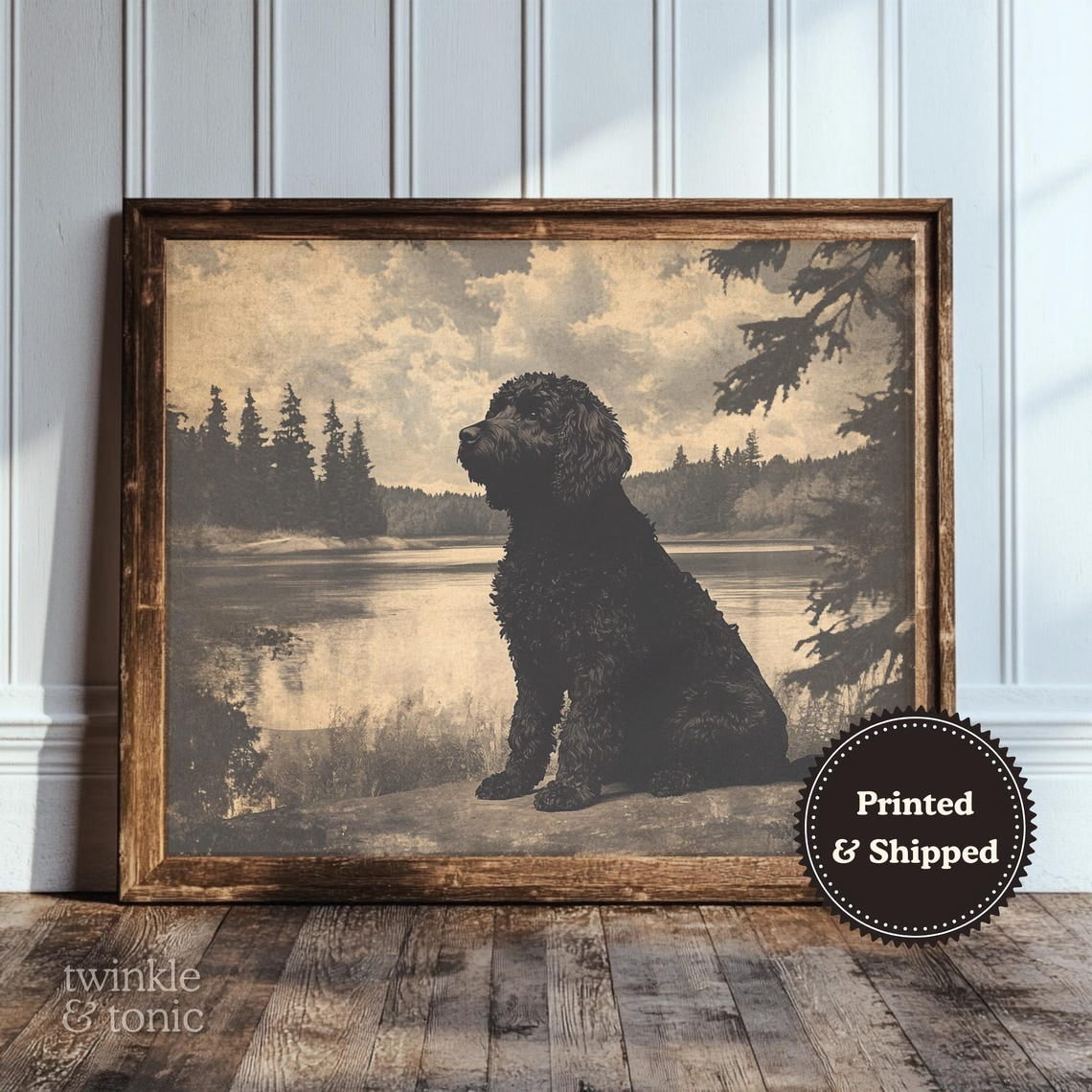 PosterArt Black Goldendoodle Art Print Dark Academia Wall Décor ...