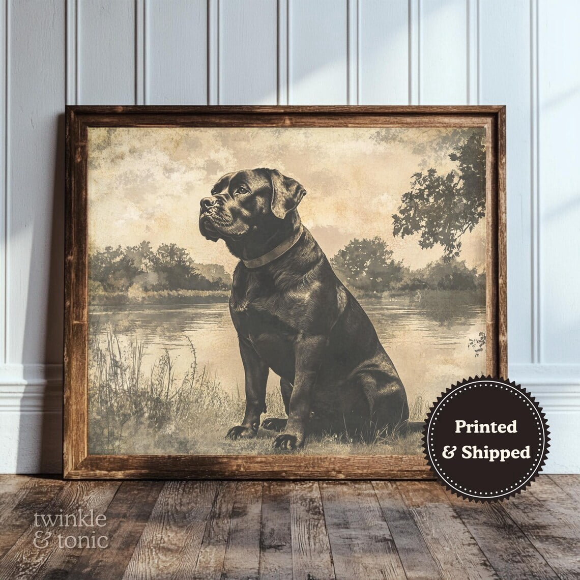 PosterArt Black Labrador Art Print Moody Nature Wall Décor Dark ...