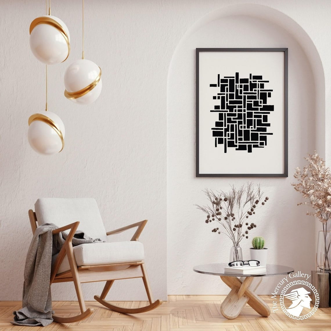 PosterArt Black and White Geometric Poster, Abstract Shape Art Print ...
