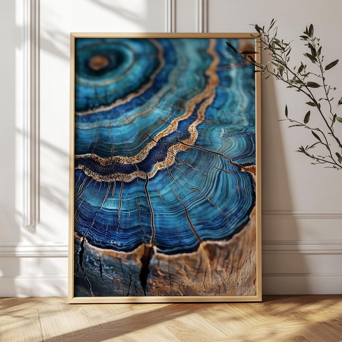 PosterArt Blue Tree Rings Poster Wall Art, Abstract Nature Illustration ...