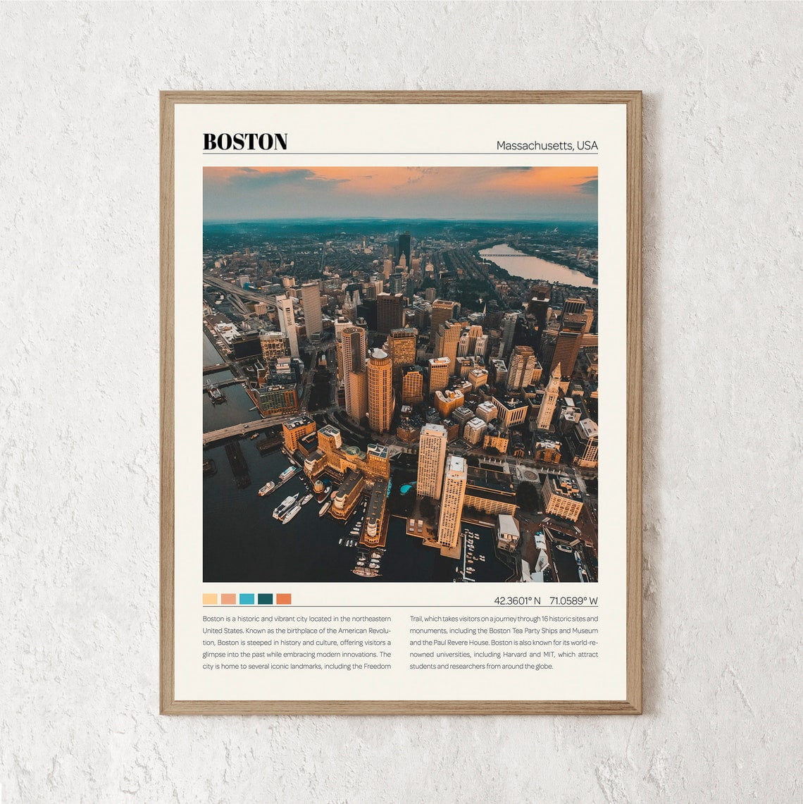 PosterArt Boston Print, Boston Wall Art, Boston Poster, Boston Photo ...