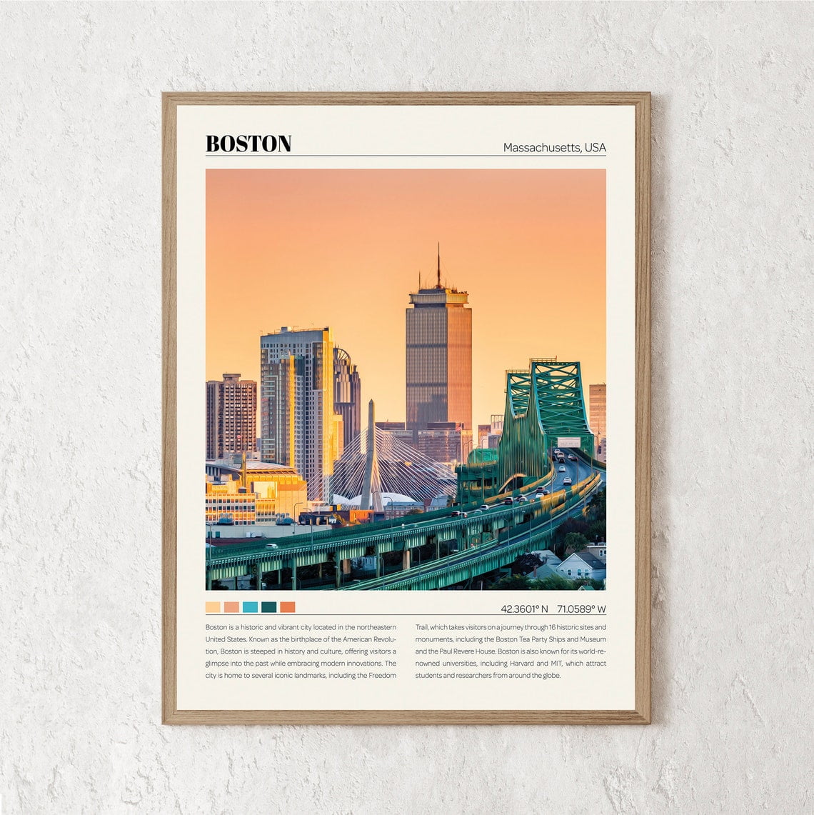PosterArt Boston Print, Boston Wall Art, Boston Poster, Boston Photo ...