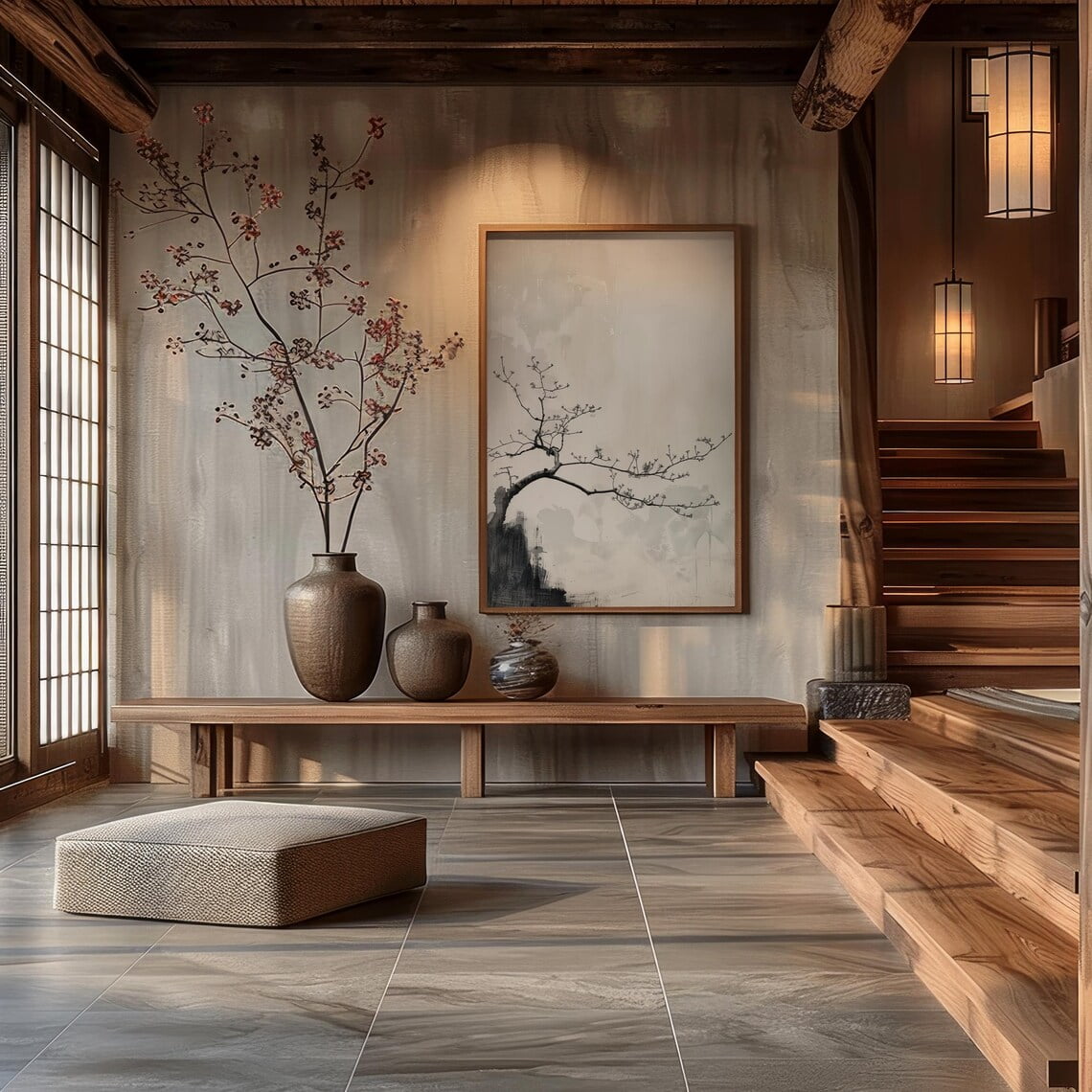 PosterArt Branch Of Stillness Poster Wall Art, Japandi Ink Illustration ...