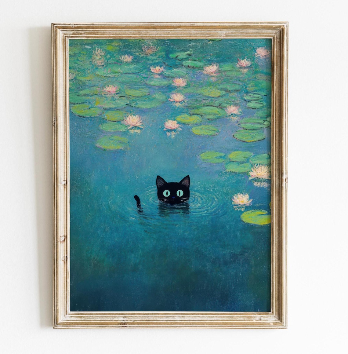 PosterArt Cat Monet Poster Wall Art, Vintage-Inspired Cat Illustration ...