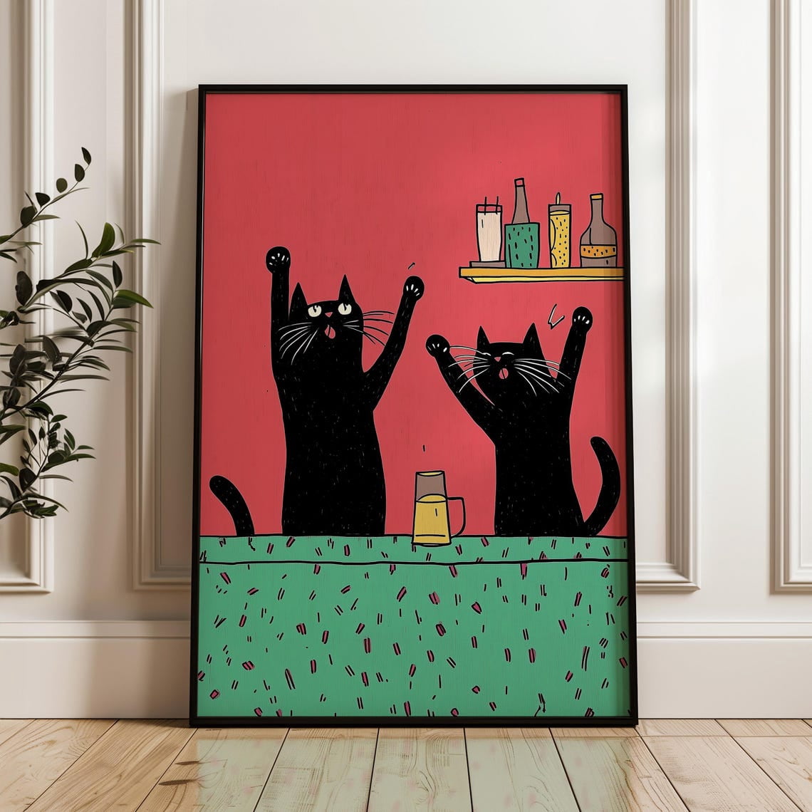 PosterArt Cats Partying Poster, Comedy Animal Art Print, Gift Idea ...