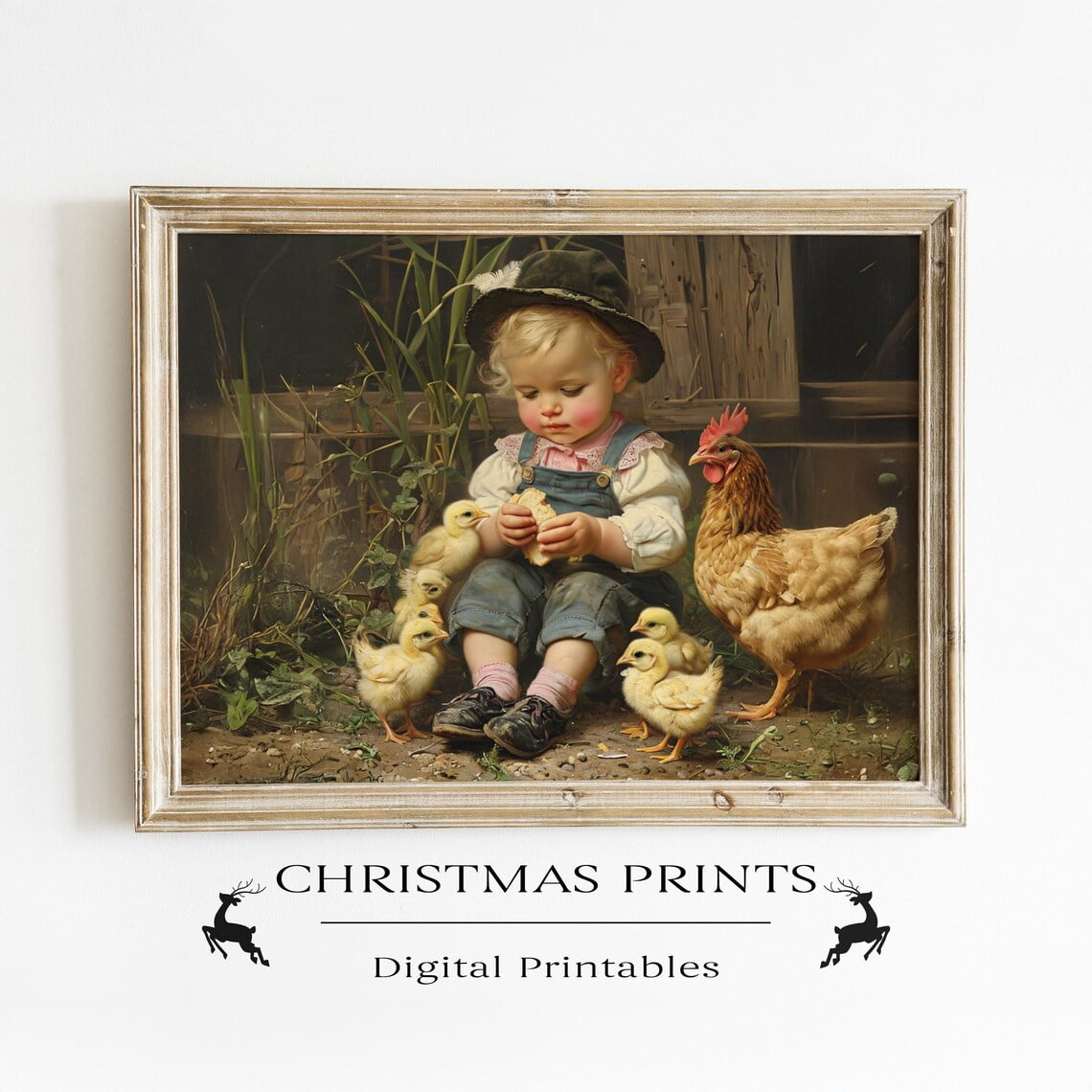 PosterArt Child With Chicks Poster Wall Art, Vintage Farmhouse ...