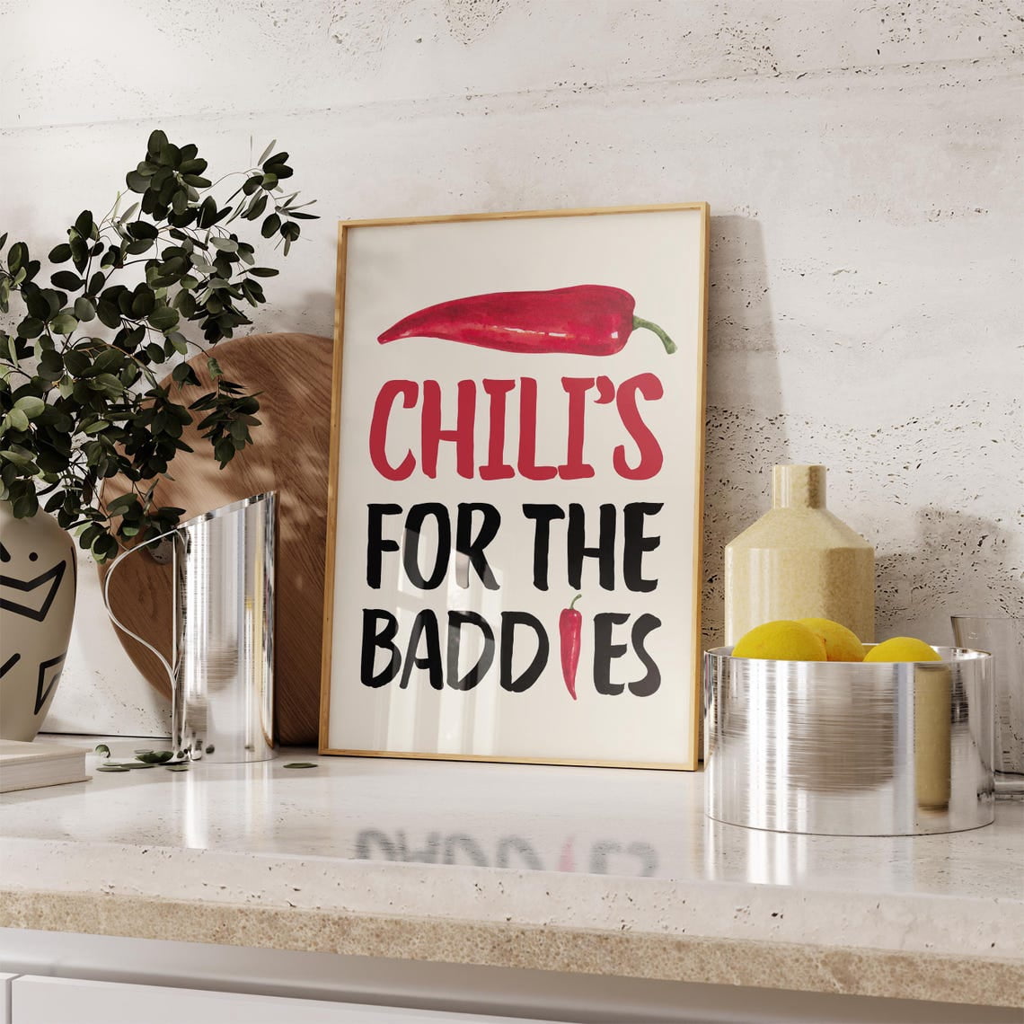 PosterArt Chillis for the Baddies Art Print Retro Kitchen Wall Décor ...