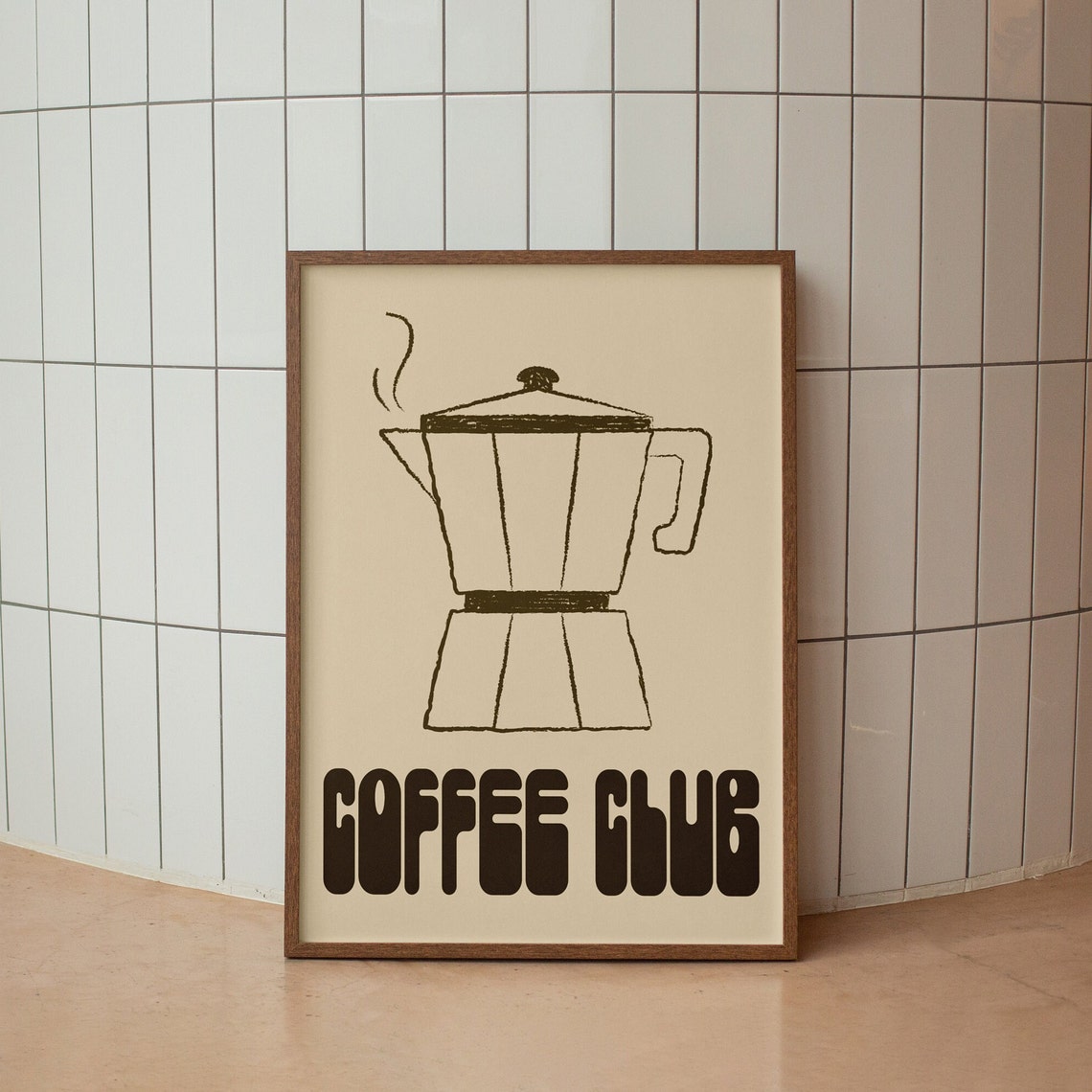 PosterArt Coffee Club Art Print Retro Breakfast Poster Moka Pot ...