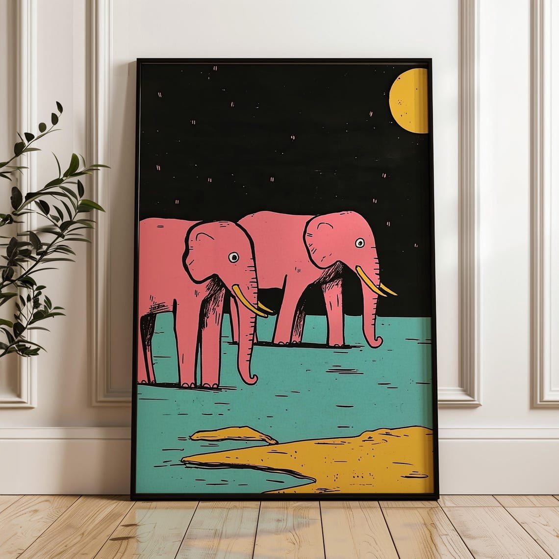 PosterArt Comedy Animal Art Print, Pink Elephant Poster, Gift Idea ...
