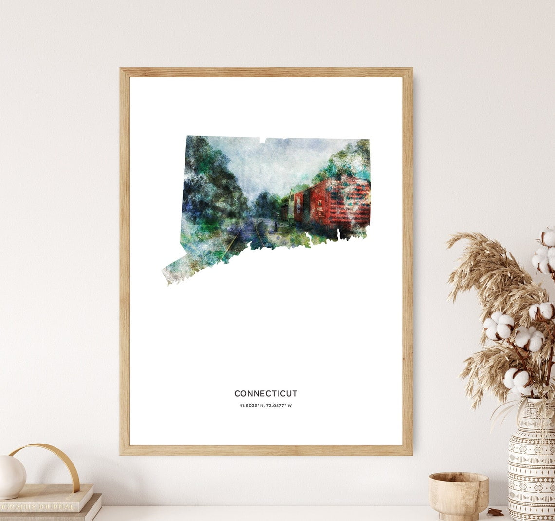 PosterArt Connecticut Print, Connecticut Poster, Connecticut Map Art ...