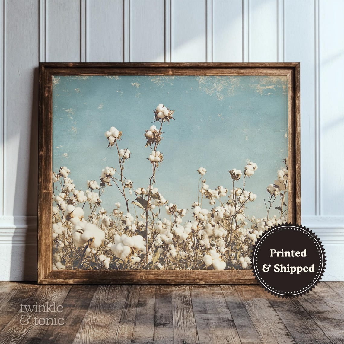 PosterArt Cotton Art Print Moody Floral Wall Décor Rustic Farmhouse ...
