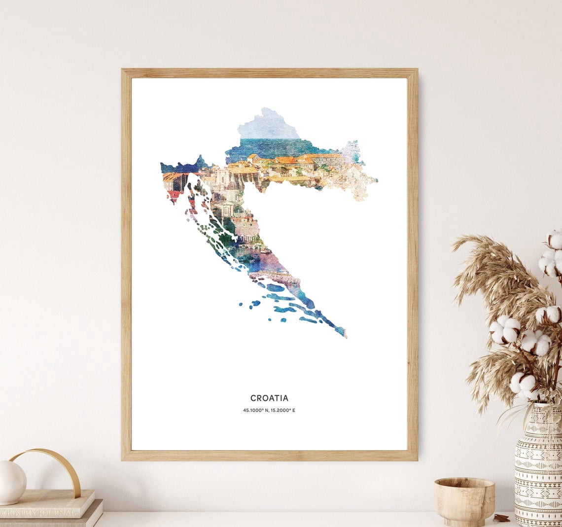 PosterArt Croatia Print, Croatia Poster, Croatia Map Art, Map of ...