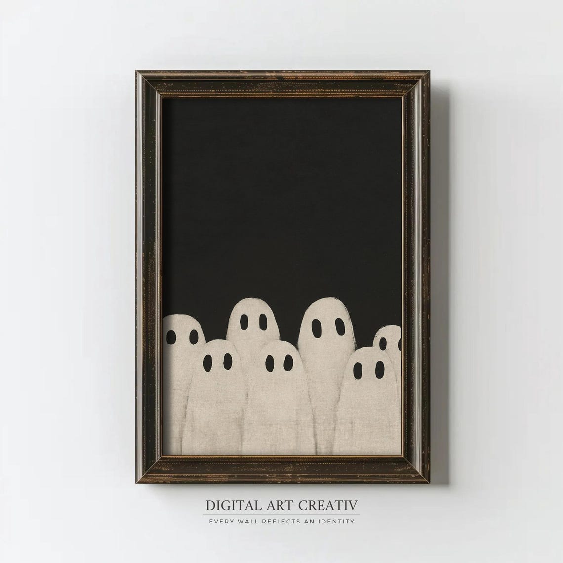 PosterArt Cute Ghosts Art Print Black and White Poster Fun Spooky Wall ...
