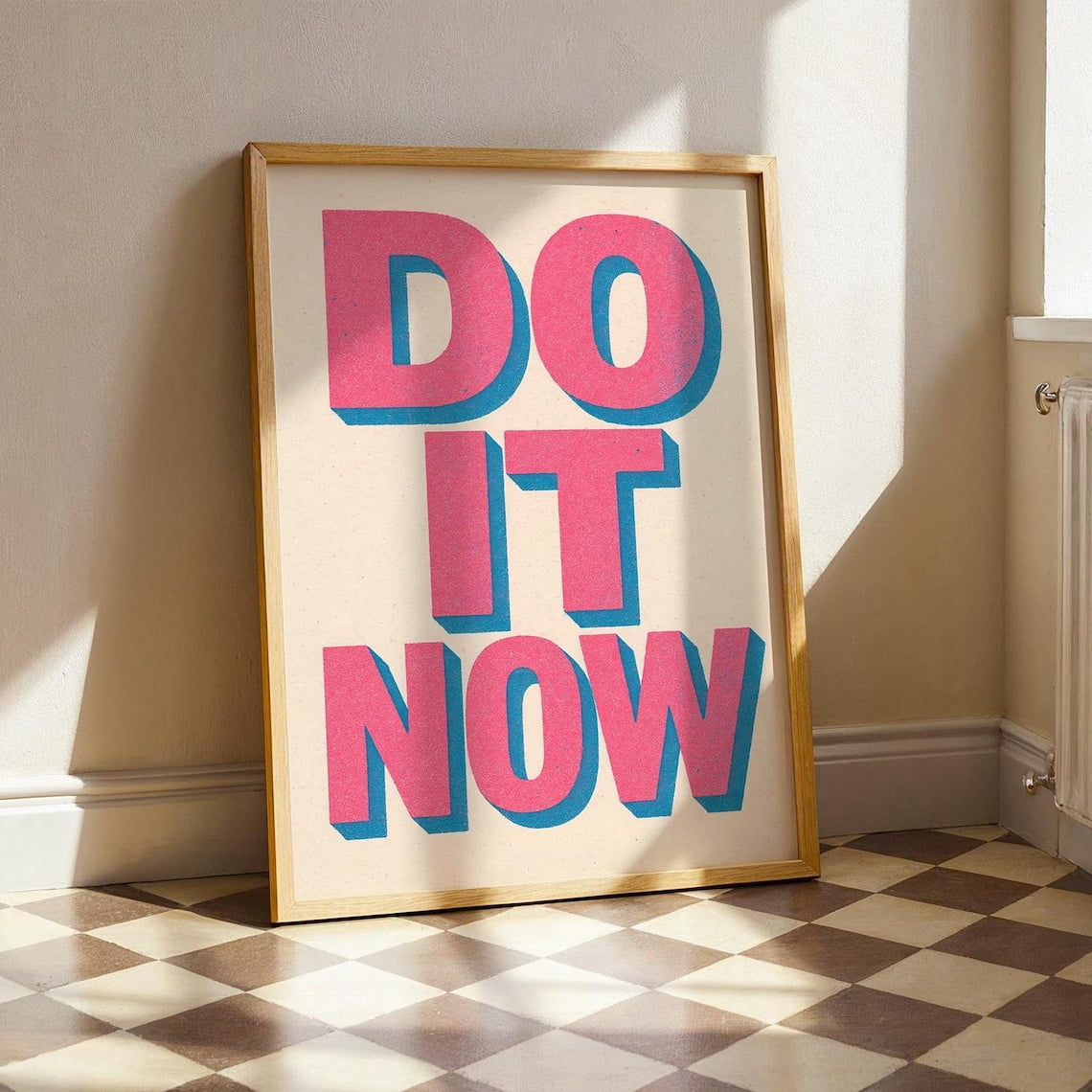 PosterArt Do It Now Poster Wall Art, Retro Pink And Blue Typography ...