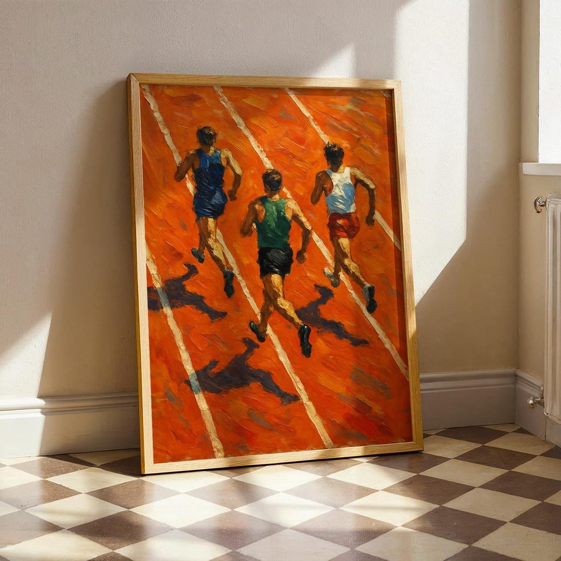 PosterArt Dynamic Runners Poster, Modern Track and Field Art, 24x36 ...