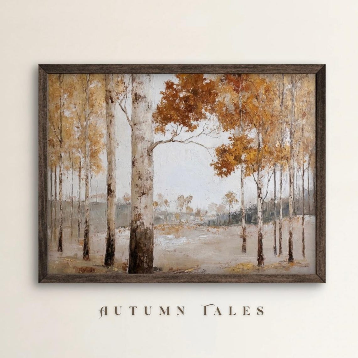 PosterArt Fall Aspen Field Poster, Autumn Landscape in Neutral Tones ...