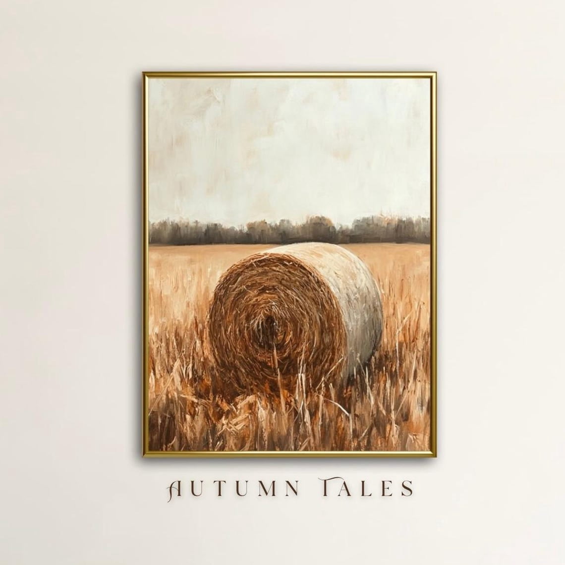 PosterArt Fall Harvest Poster, Autumn Hay Bale Field Printable, Vintage ...
