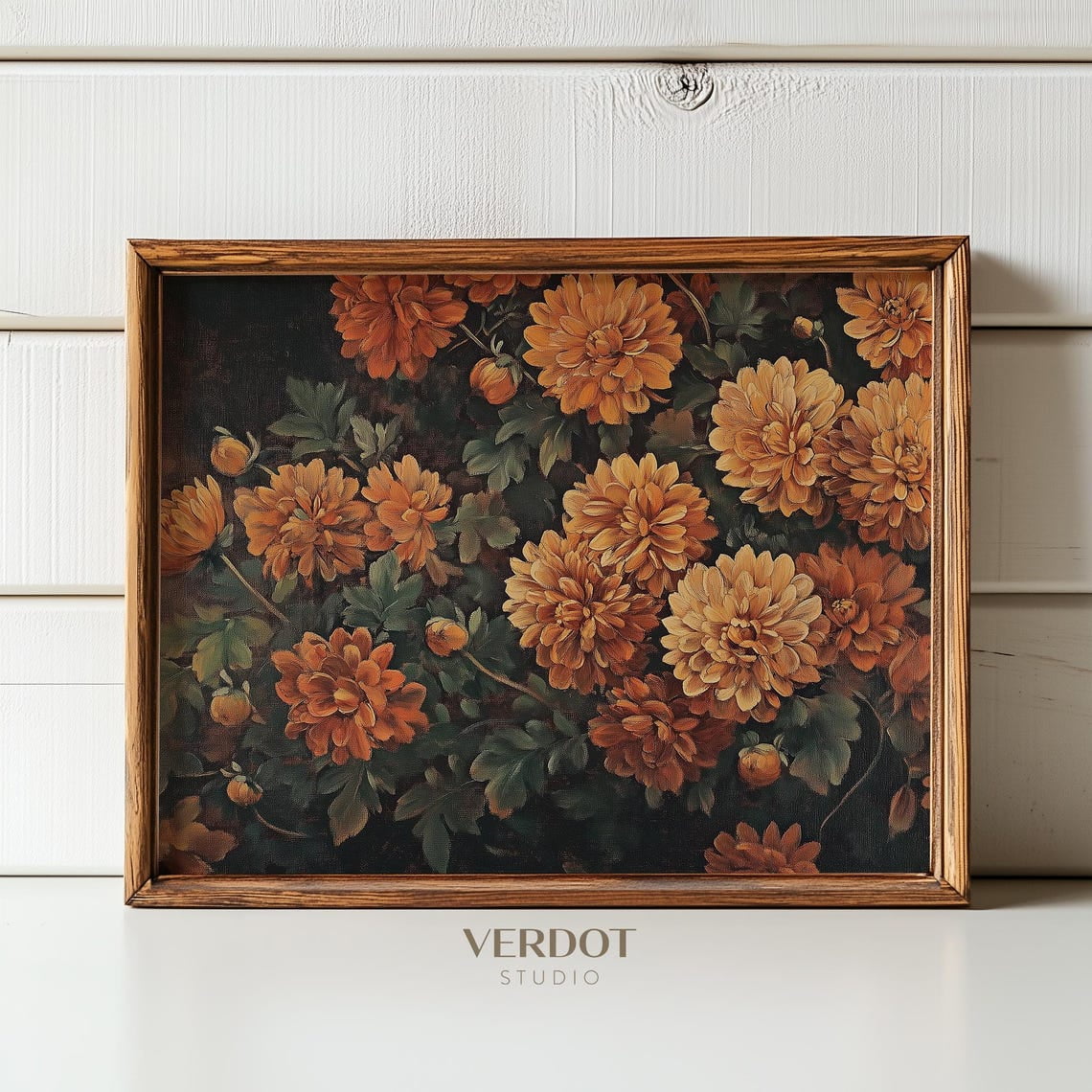PosterArt Fall Mums Art Print Vintage Botanical Poster Rustic Autumn ...