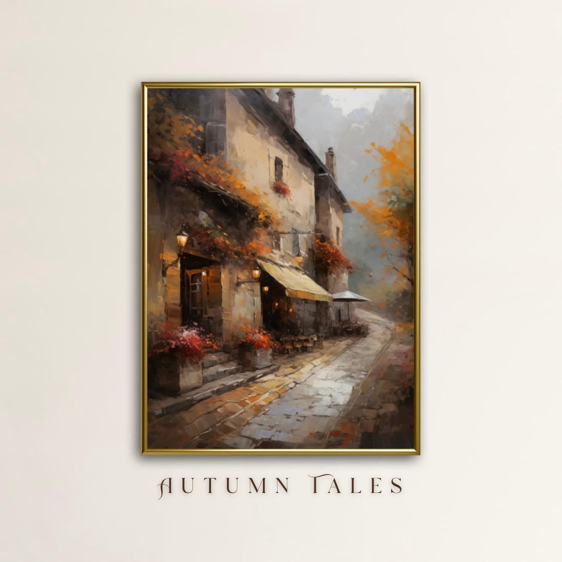PosterArt Fall Poster, Moody French Countryside Cafe Printable, Cozy ...