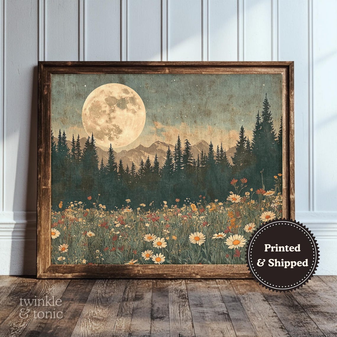 PosterArt Flower Field Art Print Dark Academia Wall Décor Moody ...
