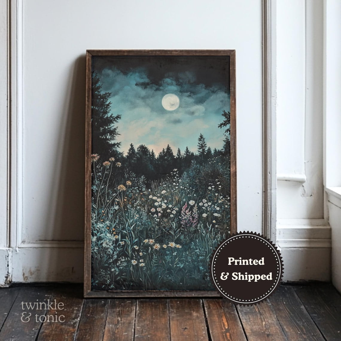PosterArt Flower Field Art Print Dark Academia Wall Décor Moody ...