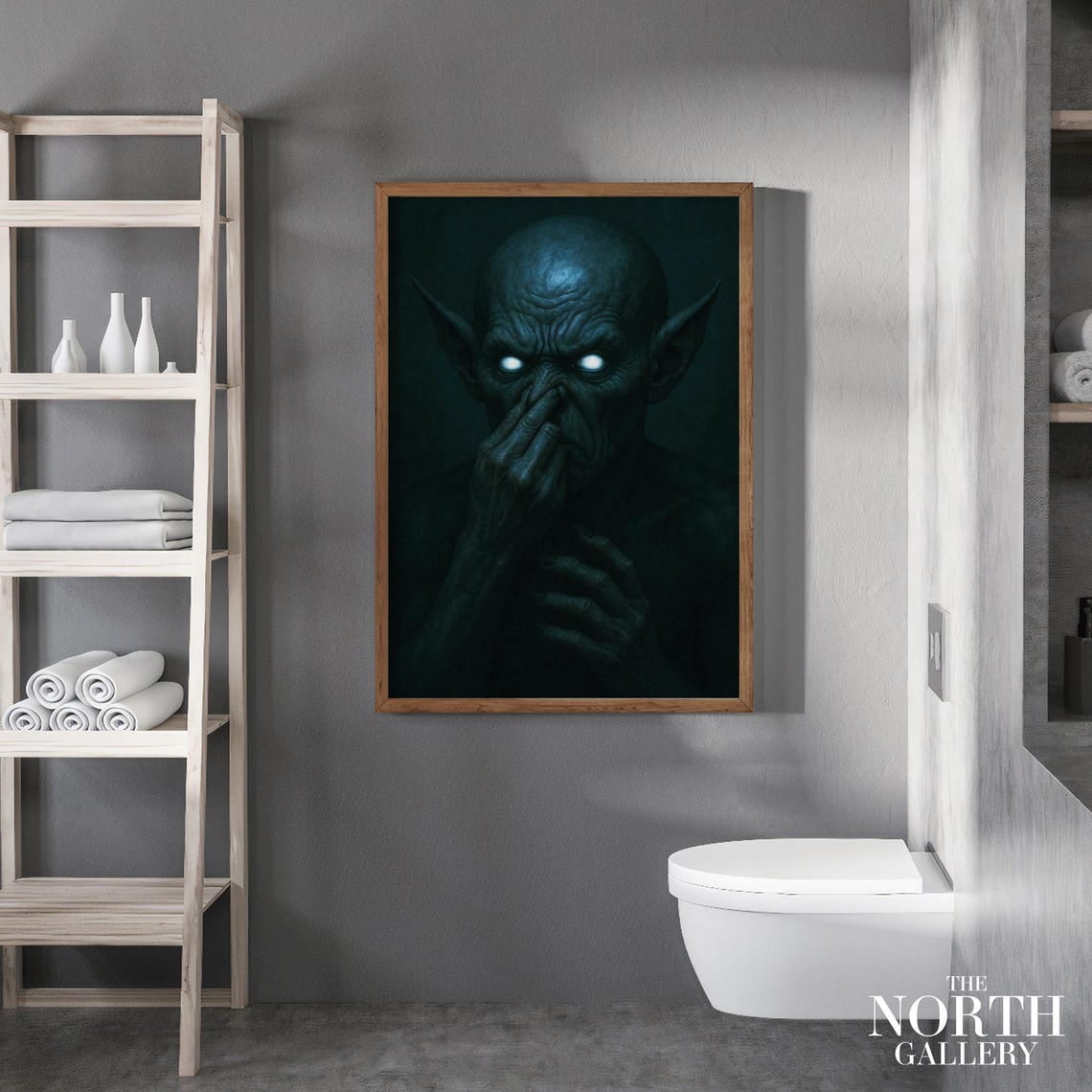 PosterArt Fun Bathroom Goblin Poster Dark Fantasy Creature Wall Art ...