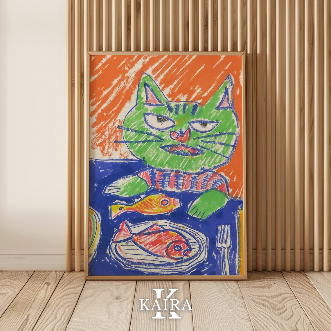 PosterArt Funny Grumpy Cat Dinner Table Art: Humorous Kitchen Poster ...