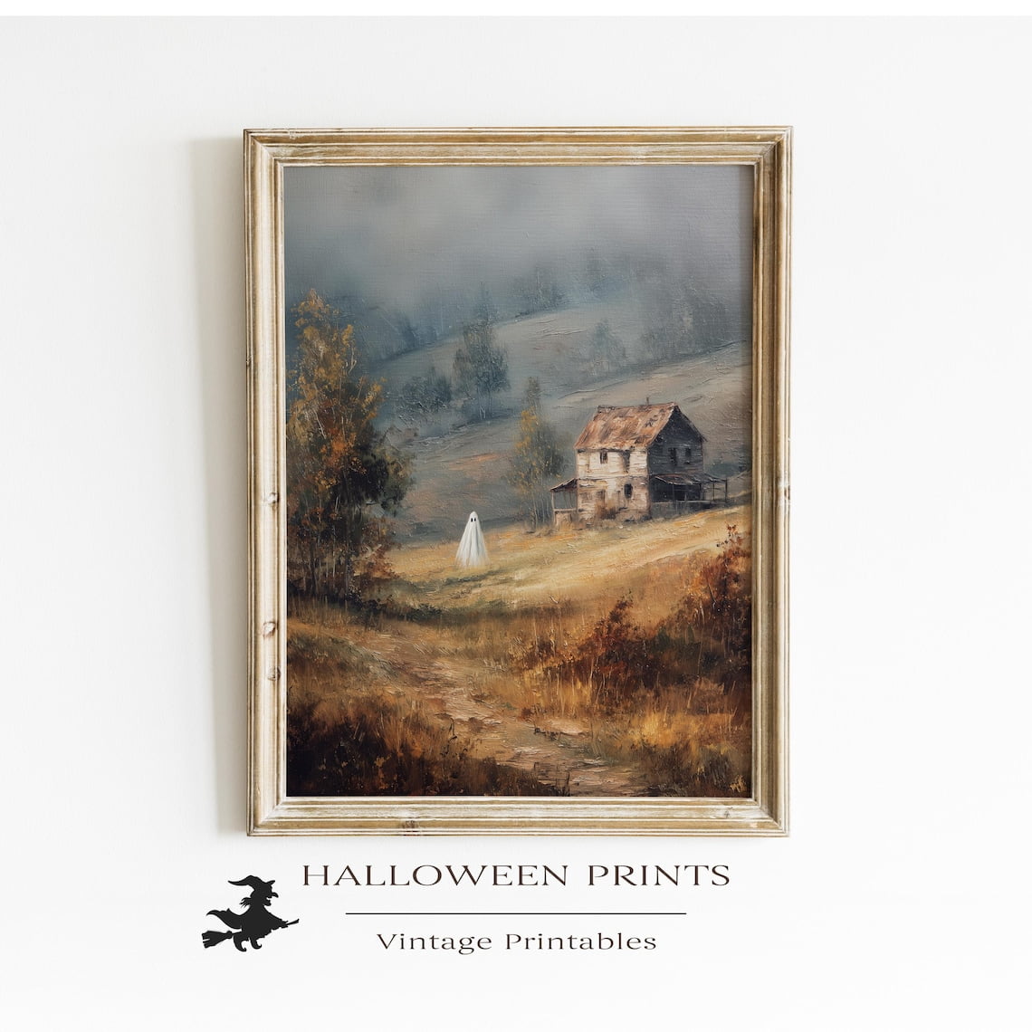 PosterArt Ghost In Countryside Poster Wall Art, Misty Haunted Farm ...