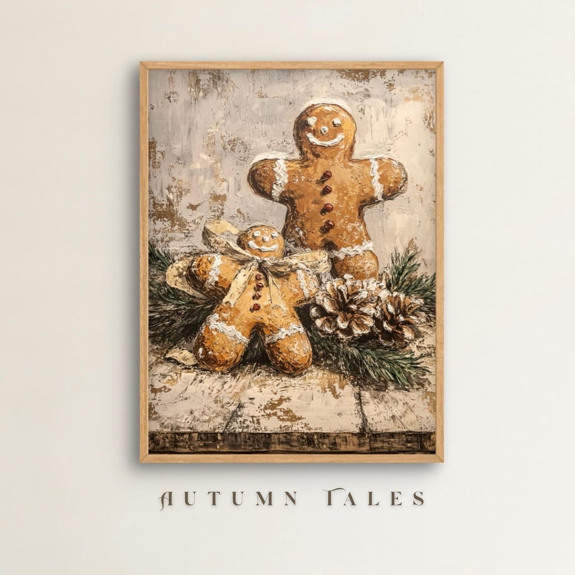 PosterArt Gingerbread Man Poster Wall Art Rustic Holiday Print Pine ...