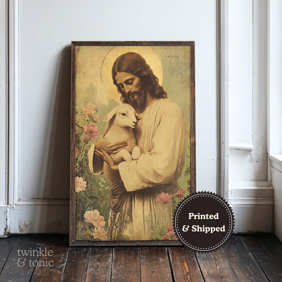 PosterArt Good Shepherd Art Print Christian Wall Décor Vintage Jesus ...