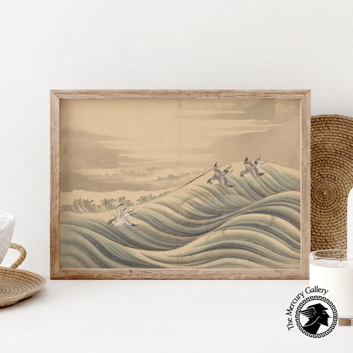 PosterArt Hokusai Poster, Chidori Birds and Wave Print, Traditional ...