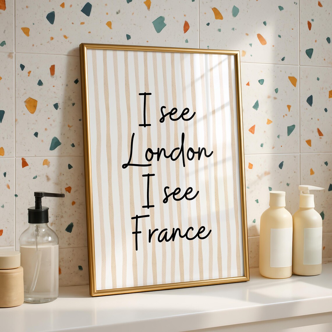 PosterArt I See London I See France Art Print Neutral Beige Bathroom ...