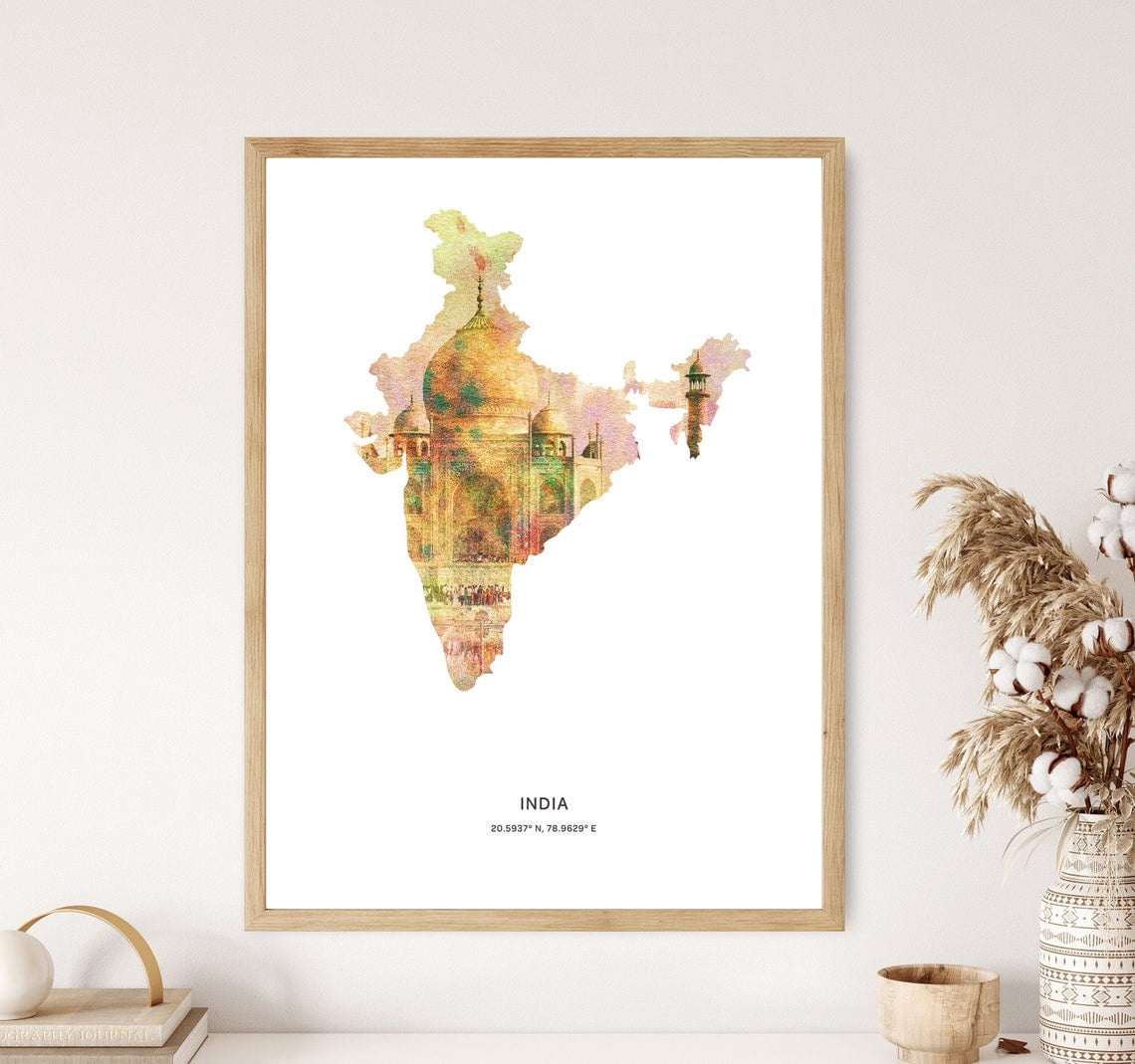 PosterArt India Print, India Poster, India Map Art, Map of India, 12x18 ...