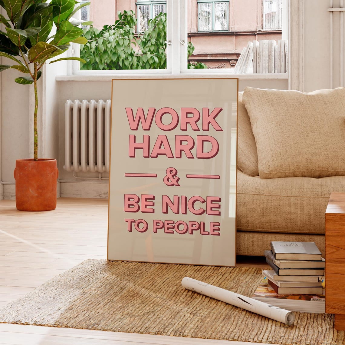 PosterArt Inspirational Quote Poster, Work Hard, Be Nice - Typography ...