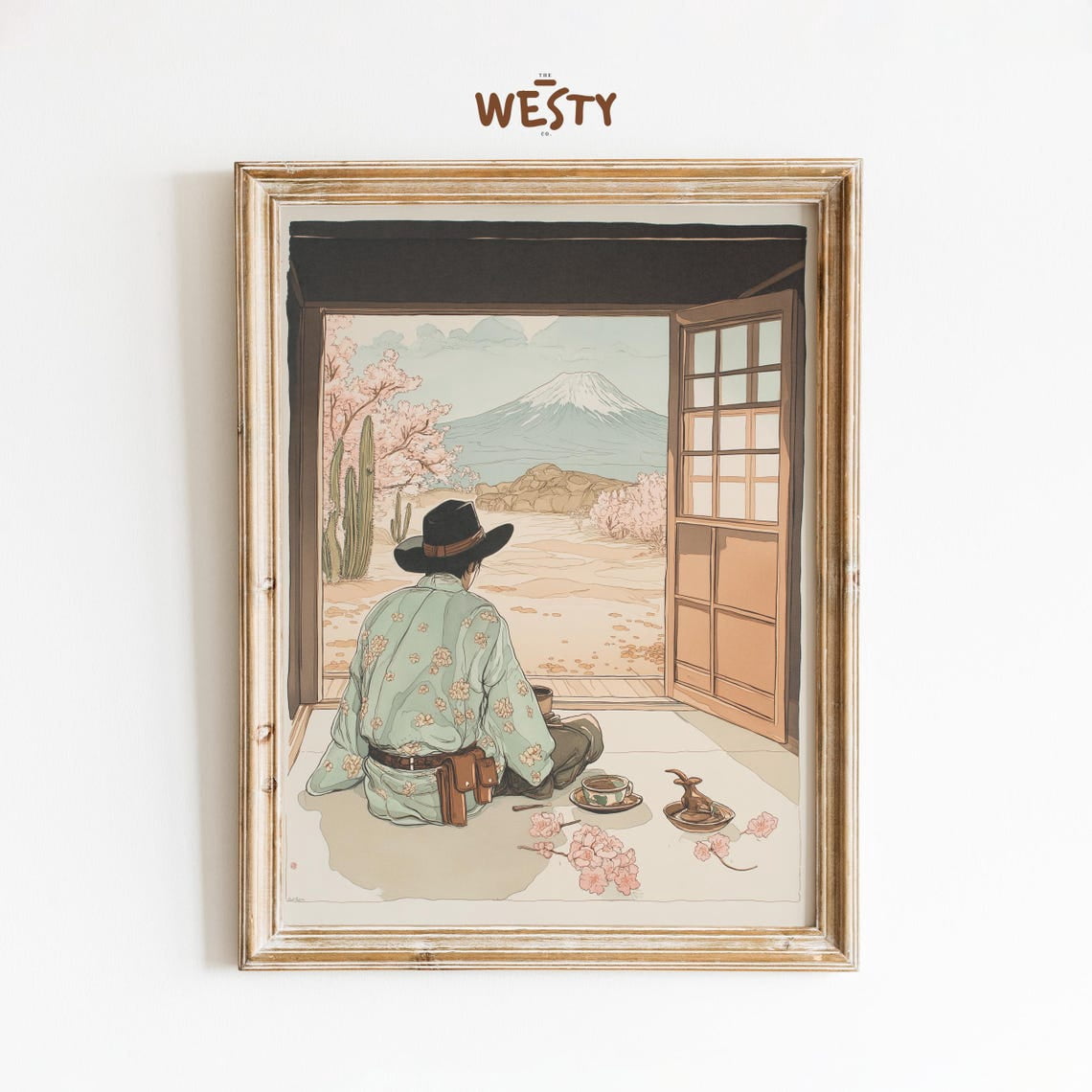 PosterArt Japanese Cowboy Poster Samurai Western Wall Art Vintage Japan ...