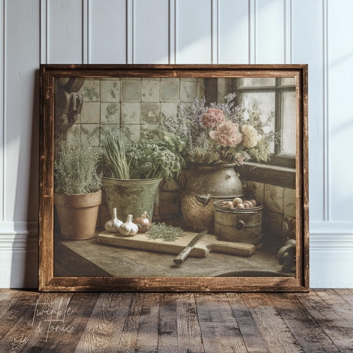 PosterArt Kitchen Herbs Art Print Moody Farmhouse Wall Décor Antique ...